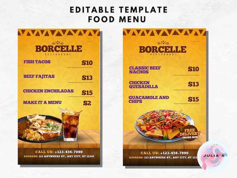 Editable Food Menu Template With Bonus Food Images | 4 Pages Included ...