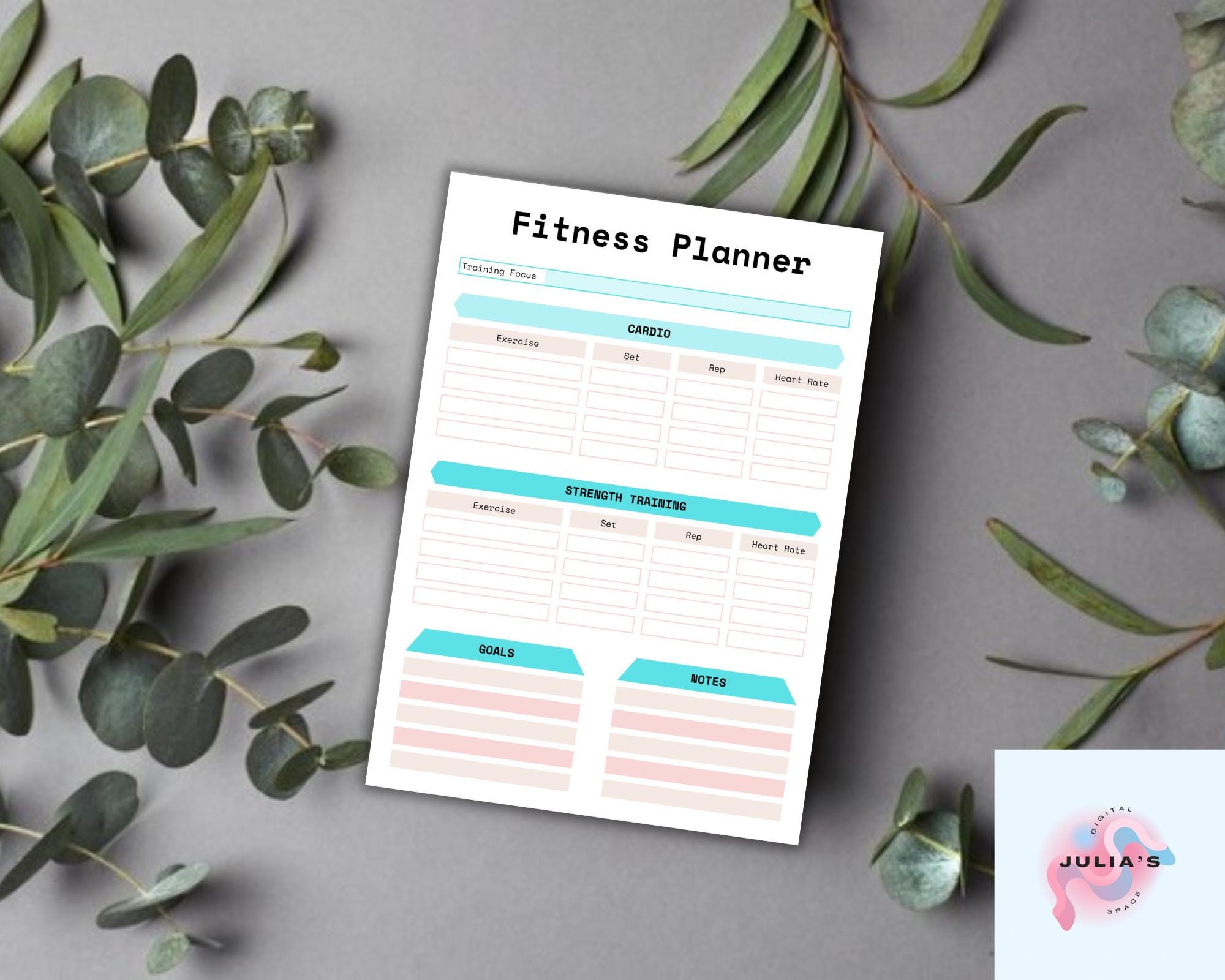 Modern Fitness Planner Sheet, Goal Tracker, Workout Log, Nutrition ...