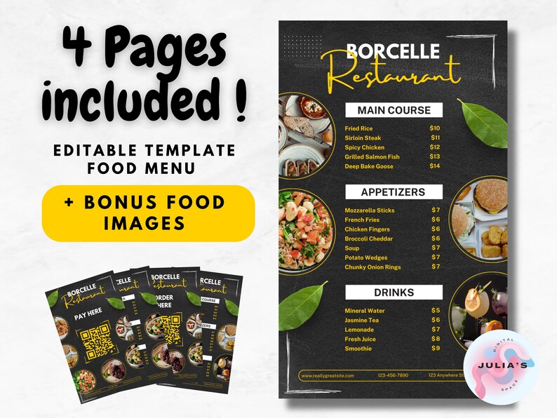Modern Editable Restaurant Menu Template | 4 Pages Included ...