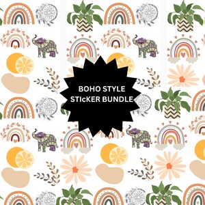Boho Sticker Bundle, PDF and SVG Sticker Bundle Design, Boho ...