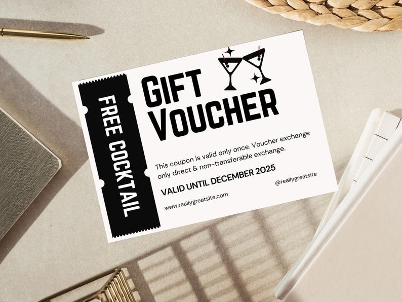Editable Cocktail Gift Voucher Template | Free Cocktail Printable Gift ...