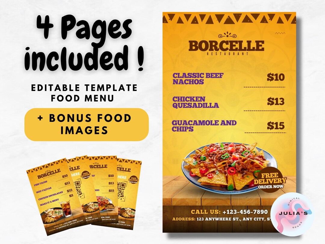 Editable Food Menu Template With Bonus Food Images | 4 Pages Included ...