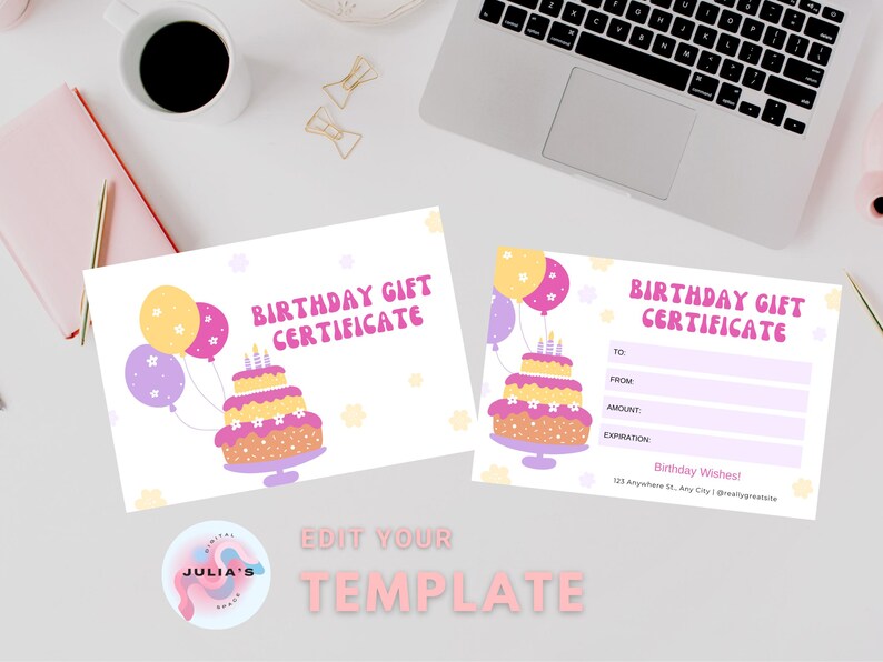 Editable Birthday Cake Gift Certificate Template | Fun Printable ...