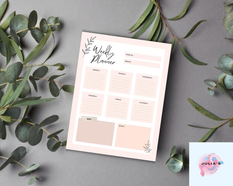 Pink Minimal Weekly Planner, Elegant and Functional Organizer for ...