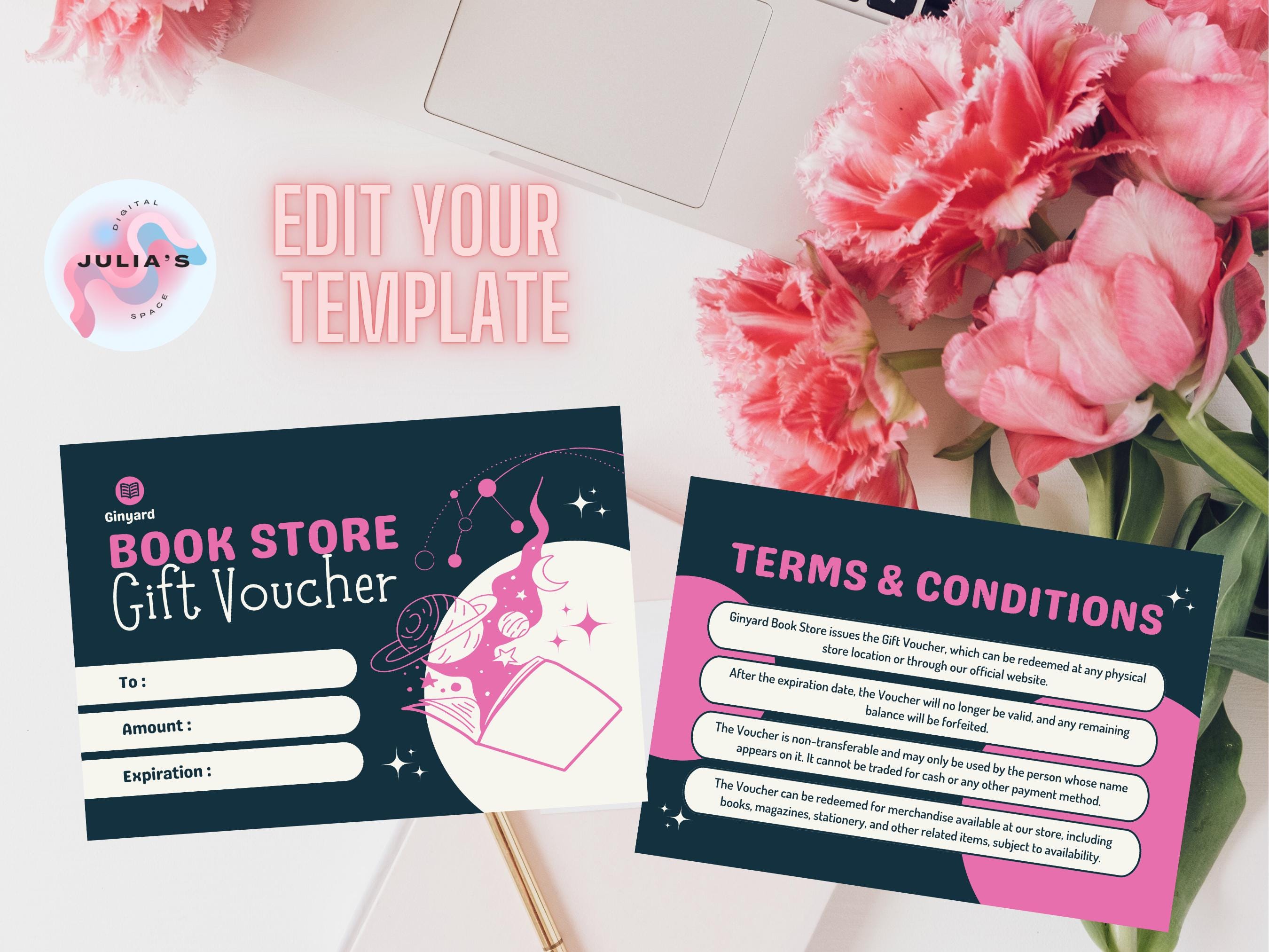 Editable Book Store Gift Voucher Template | Cute Printable Gift ...