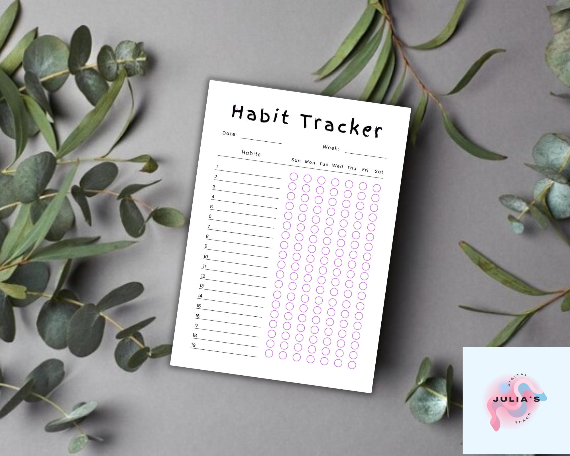 Pink Simple Modern Habit Tracker Worksheet, Daily Goals & Routines ...
