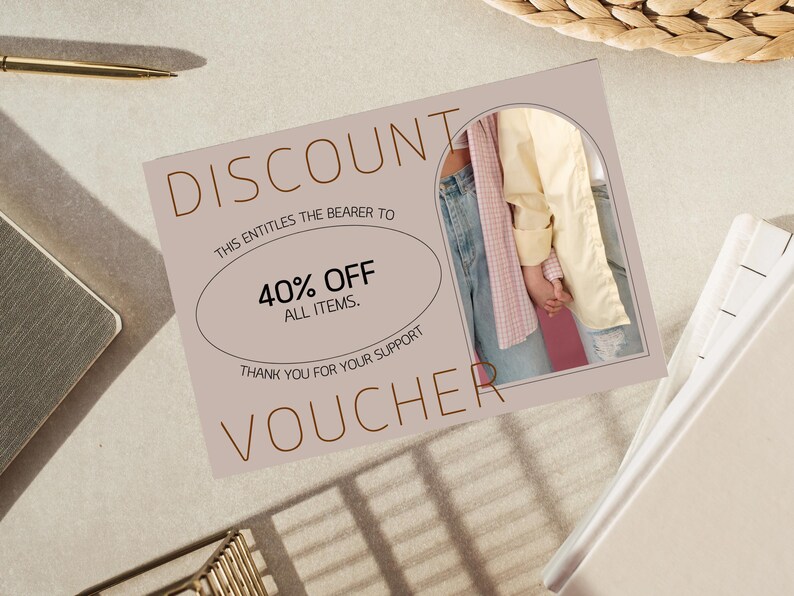 Editable Modern Discount Voucher Template | 40% off Printable Gift ...