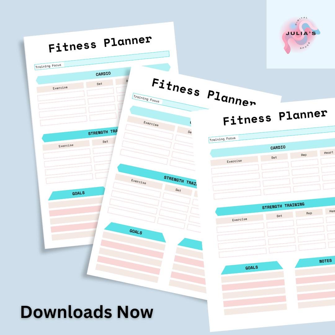 Modern Fitness Planner Sheet, Goal Tracker, Workout Log, Nutrition ...