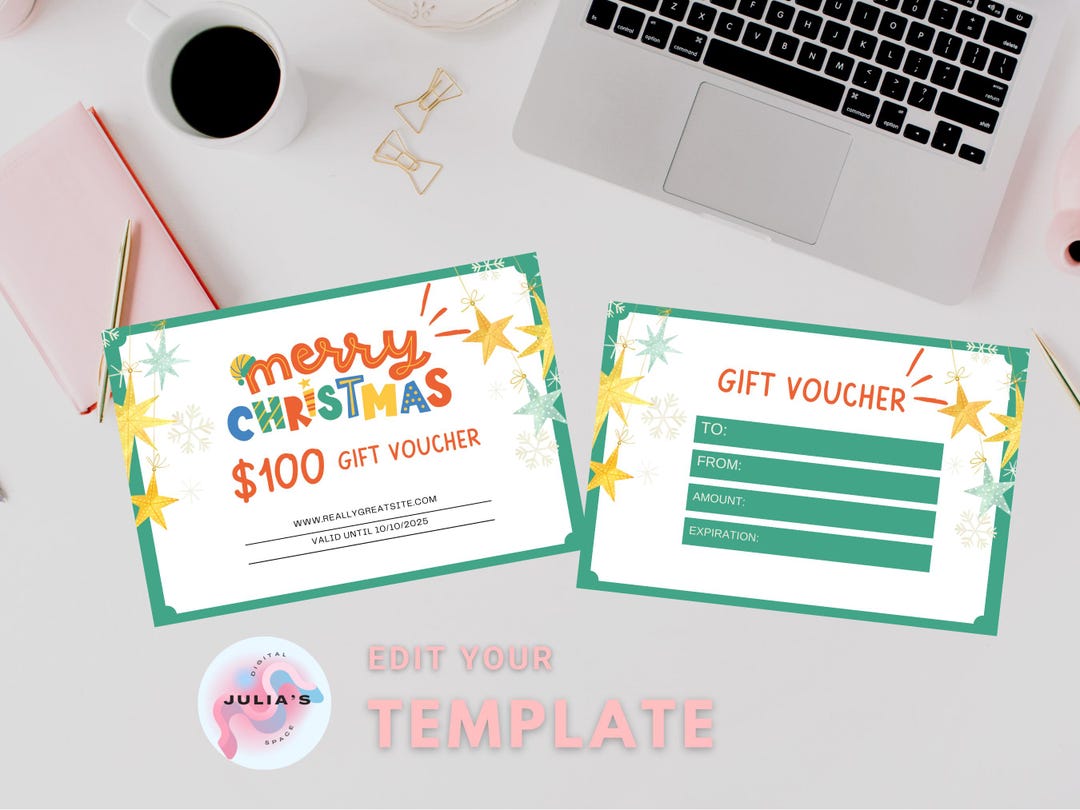 Editable Christmas Gift Voucher Template Festive Printable Gift ...