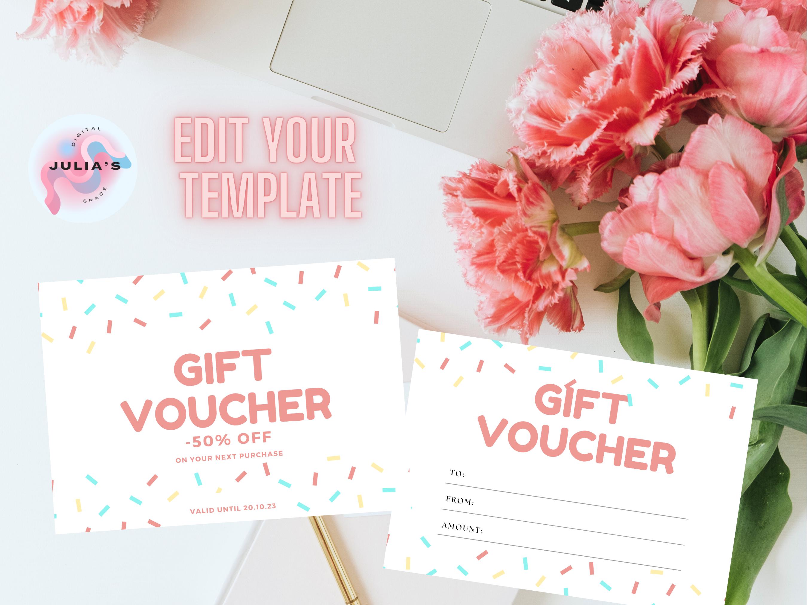 Editable Gift Voucher Template, Printable DIY Gift Card (canva) - Etsy