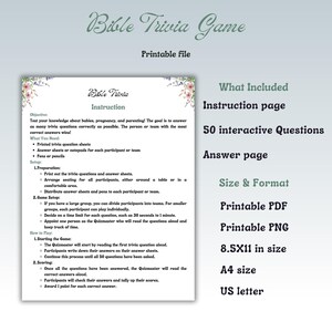 Bible Trivia Game | Fun & Interactive Printable Quiz for Church and ...