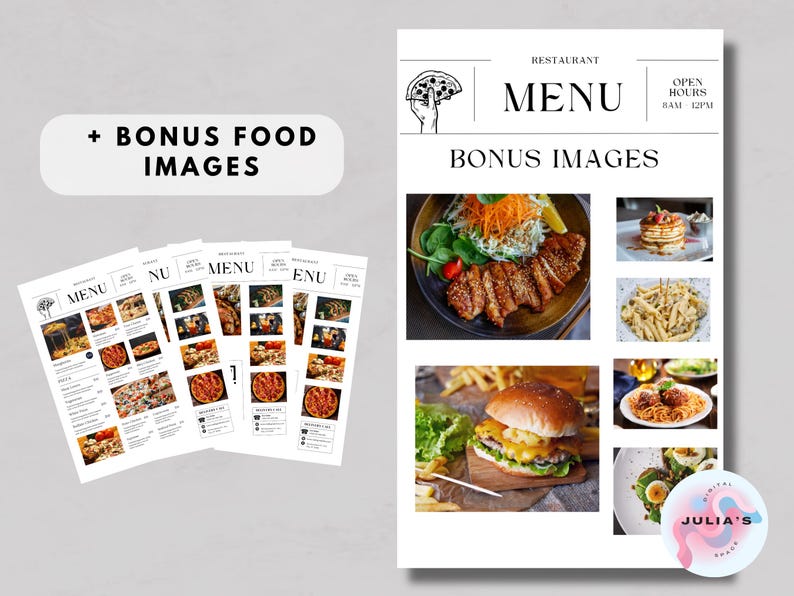 Editable Classic Restaurant Menu Template | 4 Pages | Bonus Food Images ...