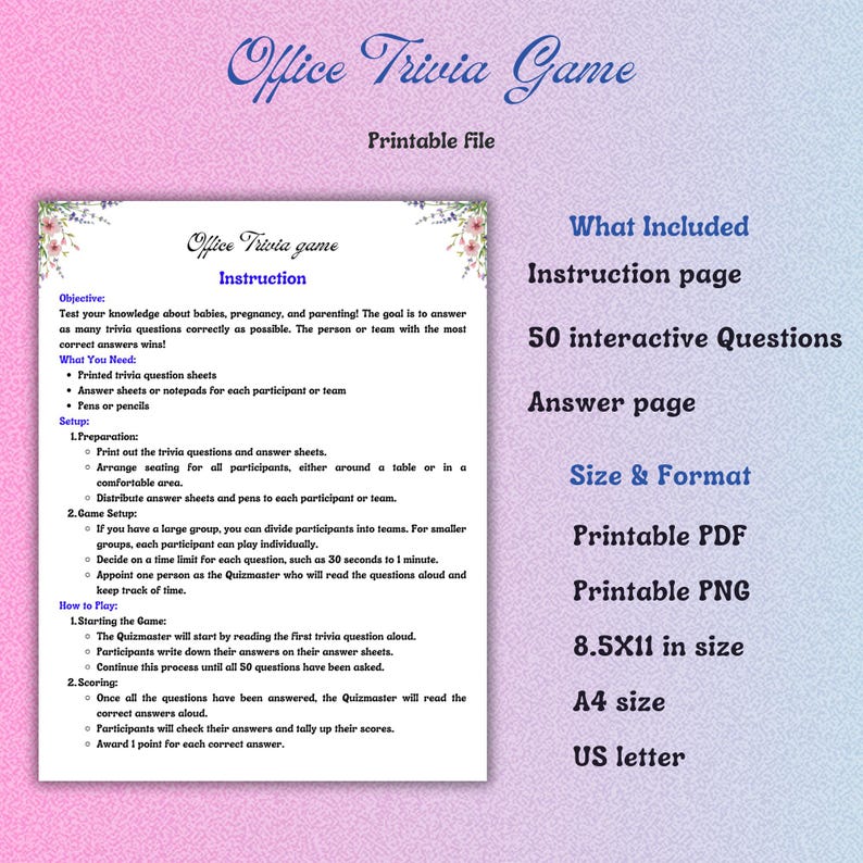 Office Trivia Game | Office Trivia | Fun Printable Quiz for Coworkers ...