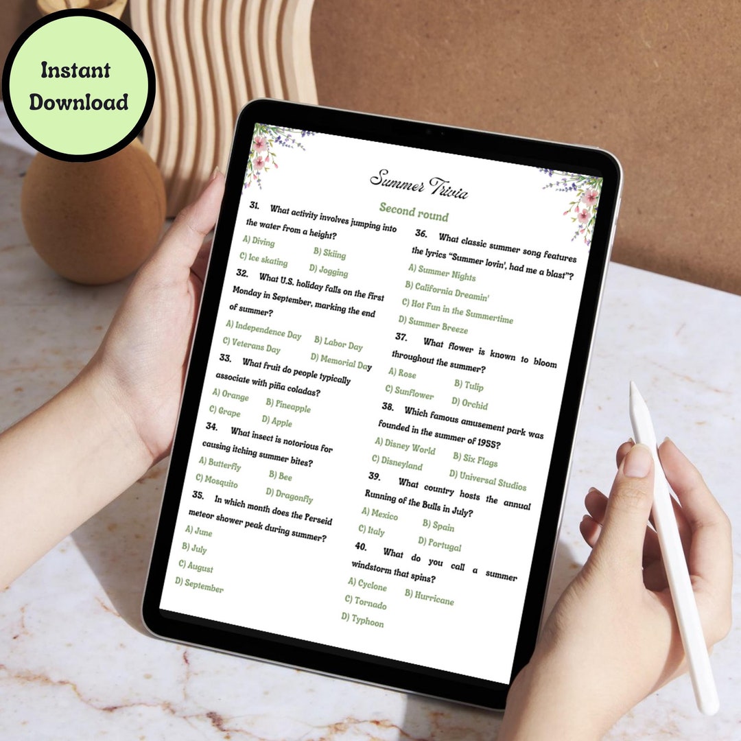 Summer Trivia Game | Summer Trivia | Interactive Printable Quiz for ...