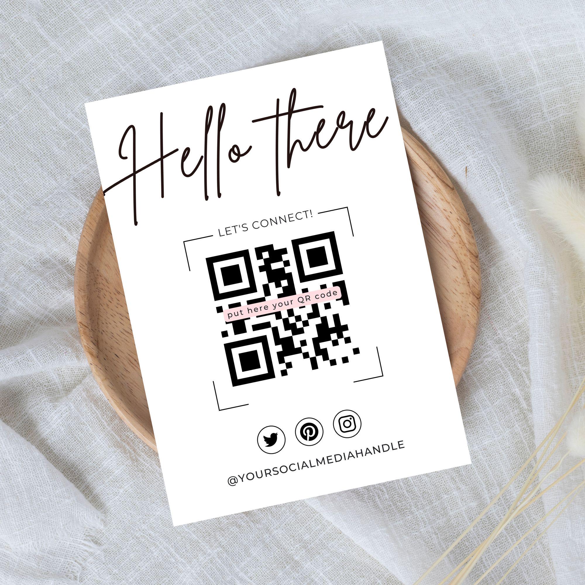 QR Code Social Media Sign, DIY Follow Us on Social Media, Small ...