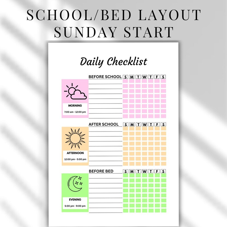 Printable Kids Checklist | Printable to Do List | Daily, Weekly To-do ...