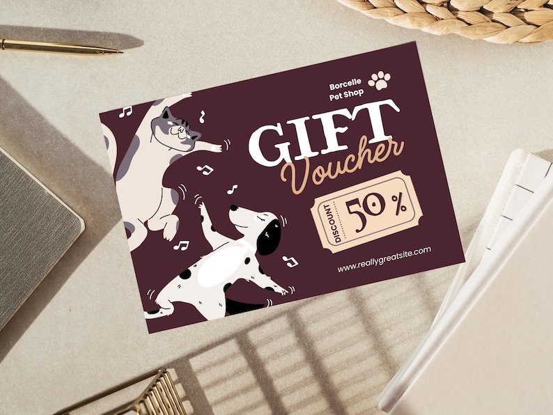 Editable Pet Shop Gift Voucher Template | 50% Discount Voucher ...