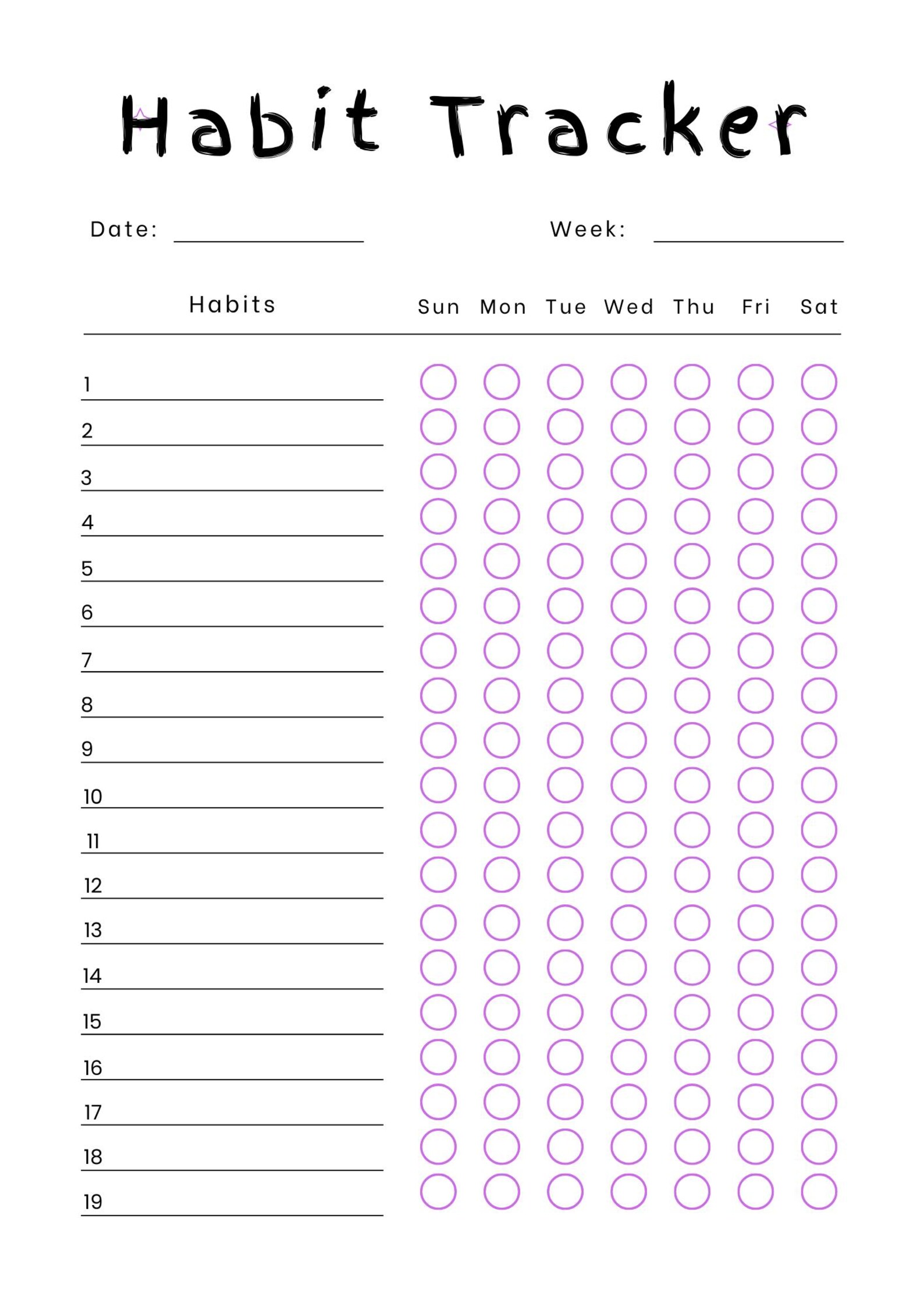 Pink Simple Modern Habit Tracker Worksheet, Daily Goals & Routines ...