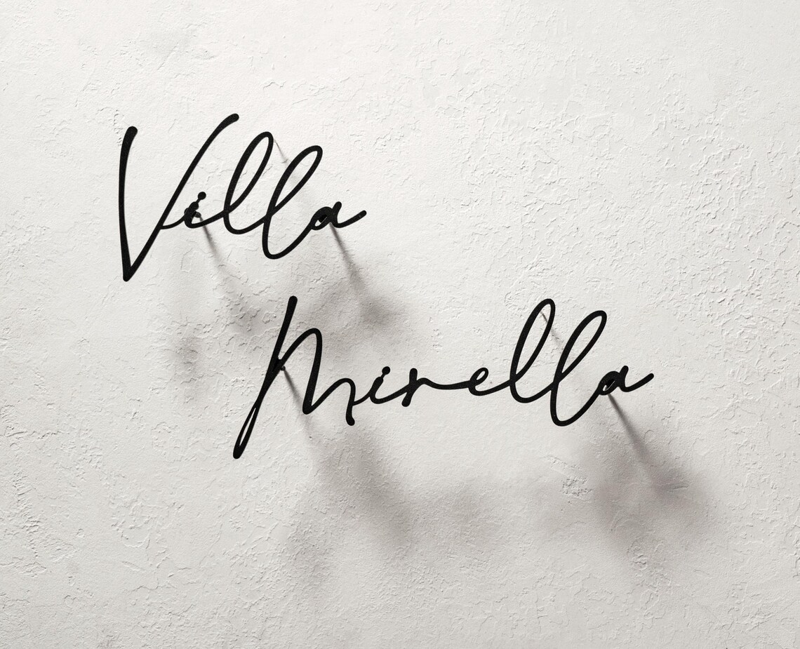 Custom Villa Name Sign Personalized Metal Plaque Script Lettering Home ...