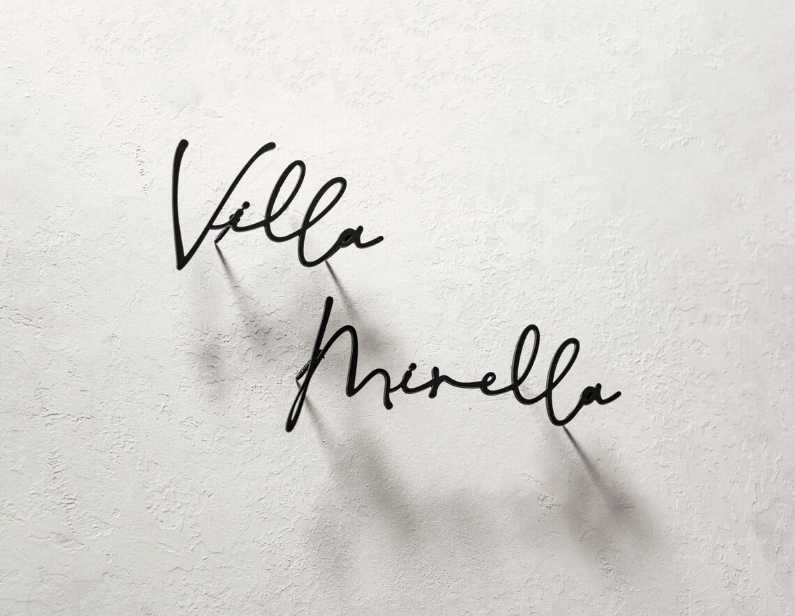 Custom Villa Name Sign Personalized Metal Plaque Script Lettering Home ...