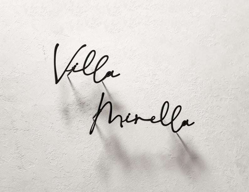 Custom Villa Name Sign Personalized Metal Plaque Script Lettering Home ...