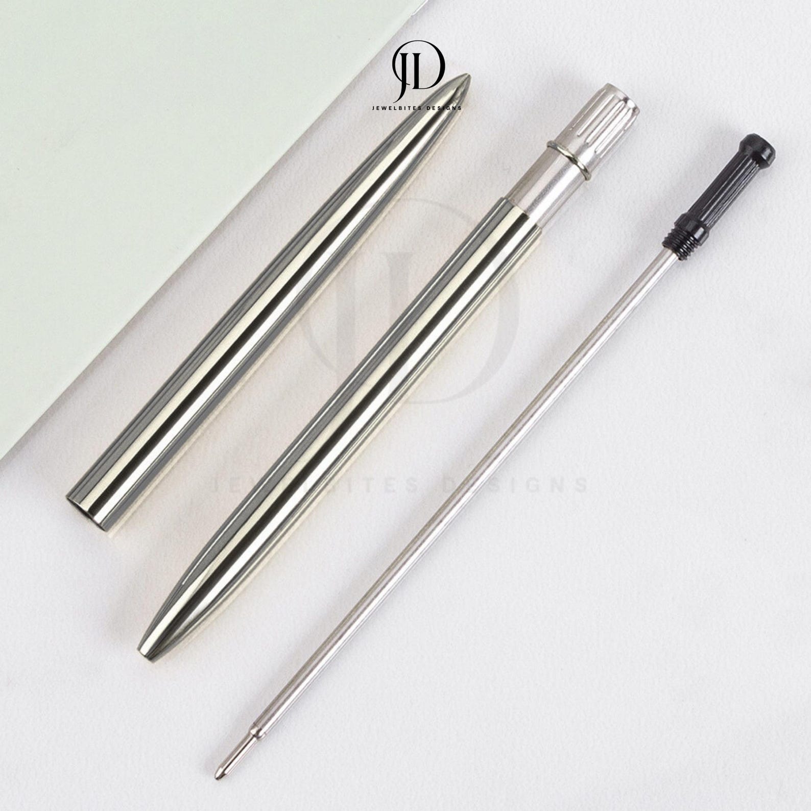 Custom Engraved Silver Metal Ballpoint Pen: Slim Modern Design, Black ...