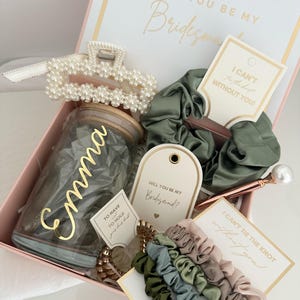 Bridesmaid Proposal Box: Personalized Glass & Hair Accessories Gift ...
