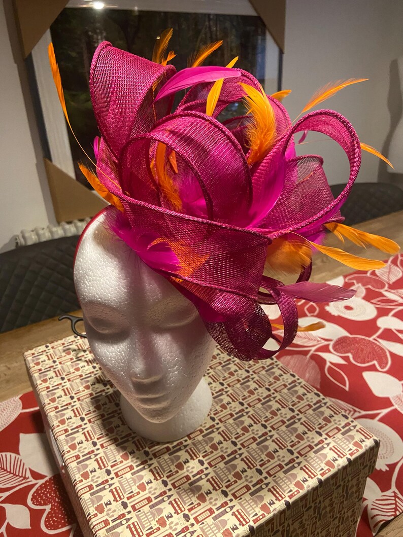 Hot Pink and Orange Fascinator - Etsy