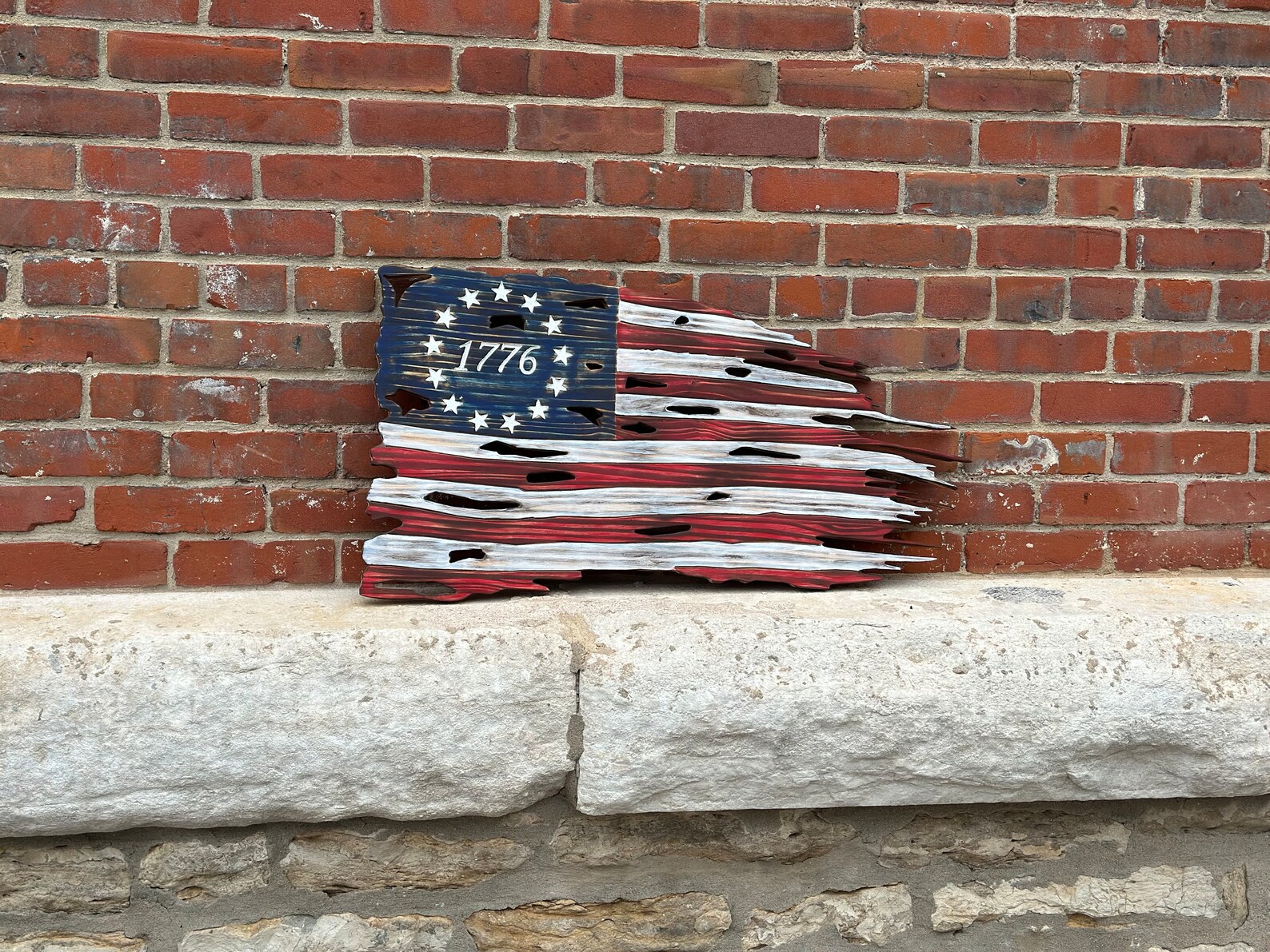 1776 Tattered American Flag Wall Hanging - Etsy