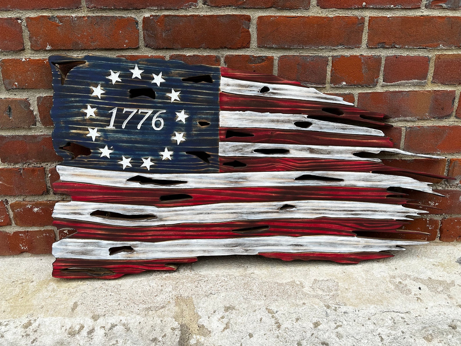 1776 Tattered American Flag Wall Hanging - Etsy