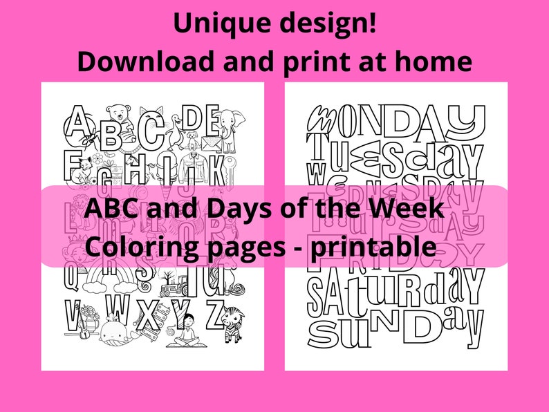 ABC & Days of the Week Coloring Pages: Educational Printable (digital ...