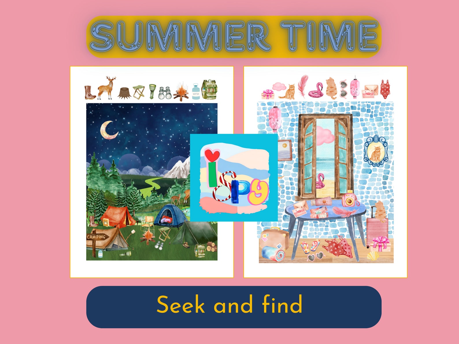 I Spy Kids Activity Game Summer Time | Busy Book Sheets | Seek & Find ...