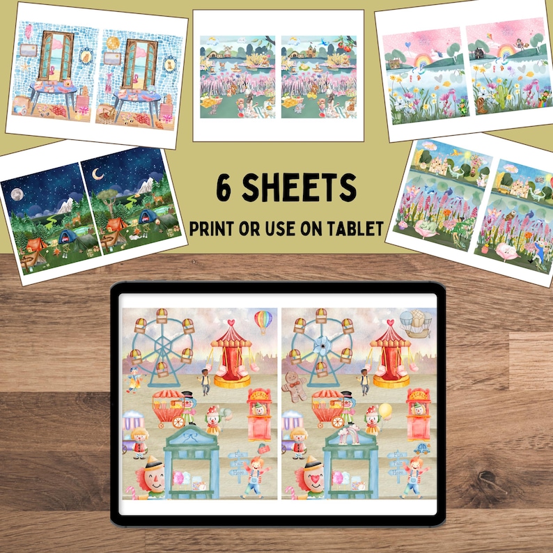 Spot the Difference Puzzles: 6 Printable Games for Kids (PDF) - Etsy