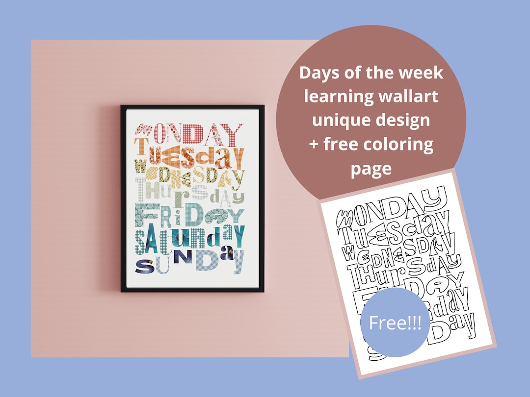 Printable Wall Art Days of the Week | Educational Printable Floral ...