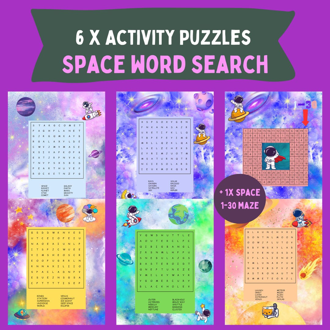 Space Word Search - Printable Games for Kids - Tablet Games - Activity ...