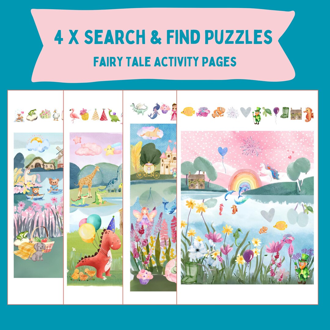Search & Find Activity Bundle, 4 Printable Puzzles for Kids, I Spy ...