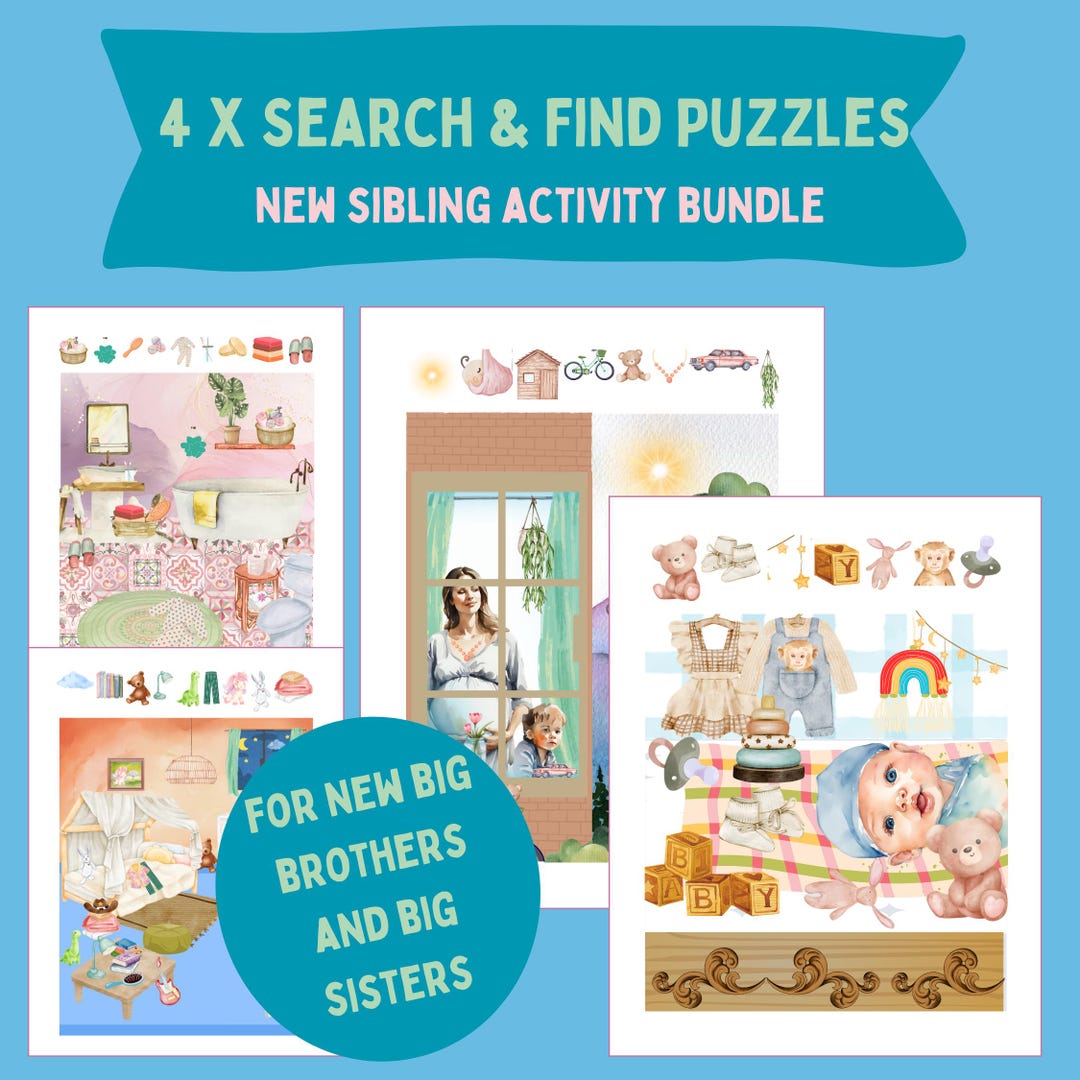 New Sibling Activity Bundle: 4 Search & Find Puzzles (digital Download ...
