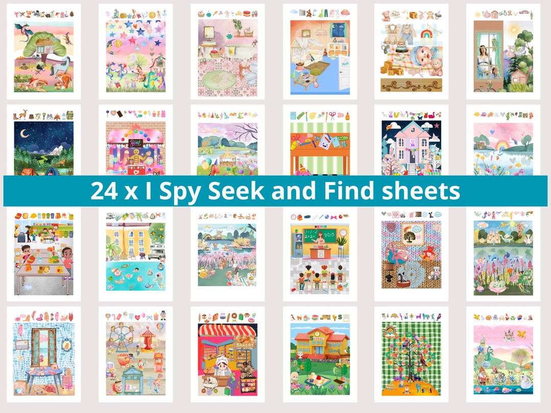 Bundle Printable Puzzle Activities 24x I Spy Seek and Find Busy Book ...