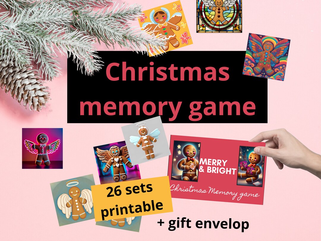 Ginger Bread Man Angel Memory Game Christmas | Gingerbread Print ...