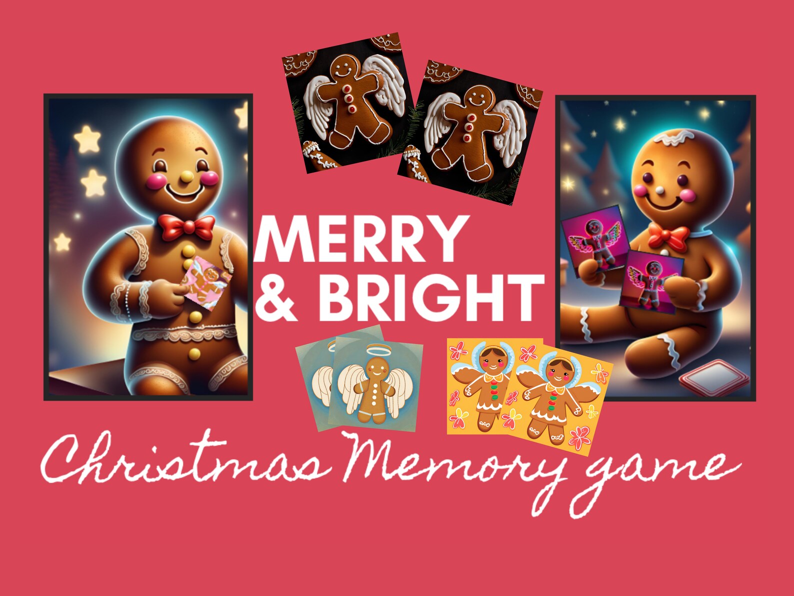 Gingerbread Angel Christmas Memory Game: Printable Xmas Gift (digital ...