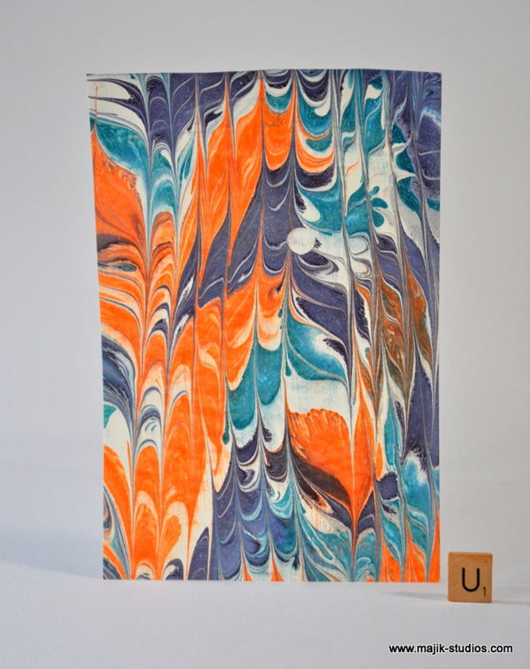 Hand Marbled Mohawk Paper for Your Creative Whim Marbled Colors Orange ...