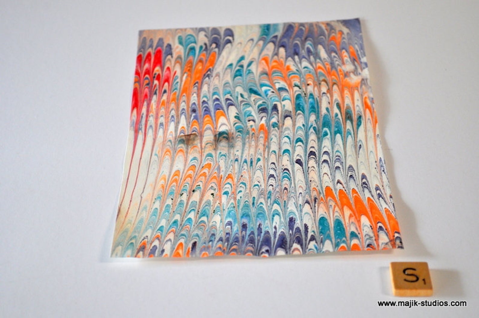 Hand Marbled Paper for Love Letters, Writing or Bookmaking Red ...