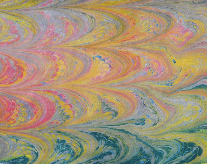 Frameable Marbled Papers | Set of Two | Pastel | Teal | Yellow | Blue ...