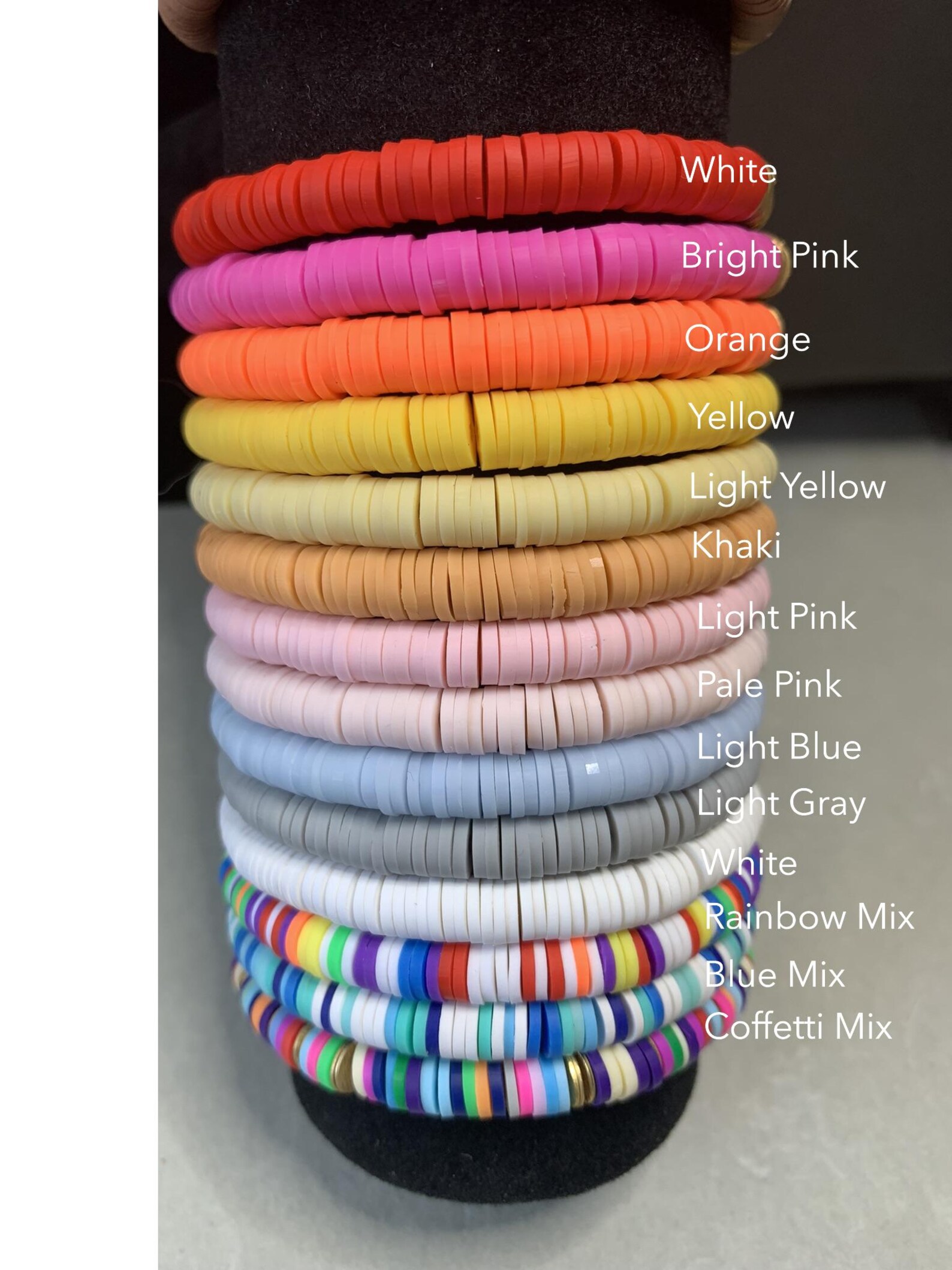 Colorful Christmas Bracelet Stack, Heishi Clay Bead Bracelet Stack ...