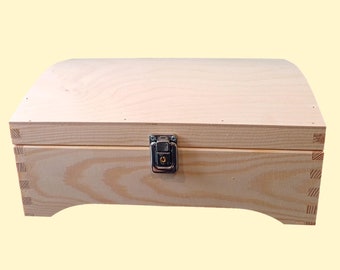 Wooden Keepsake Chest With Key Lock - DIY Jewelry Box (30x20x12.5 Cm ...