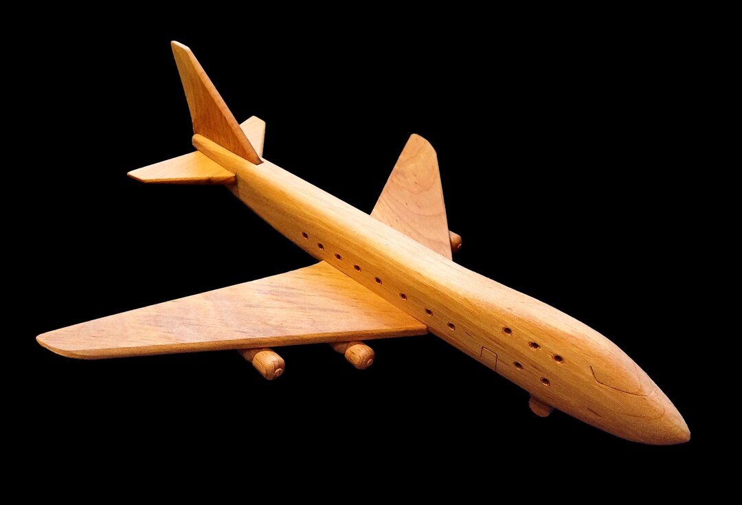 Handcrafted Wooden 3D Model of Jumbo Jet Plane | Cherry Wood | 27.5cm X ...