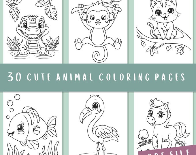 Cute Baby Animal Coloring Book , Page | Fun Activity | Children ...