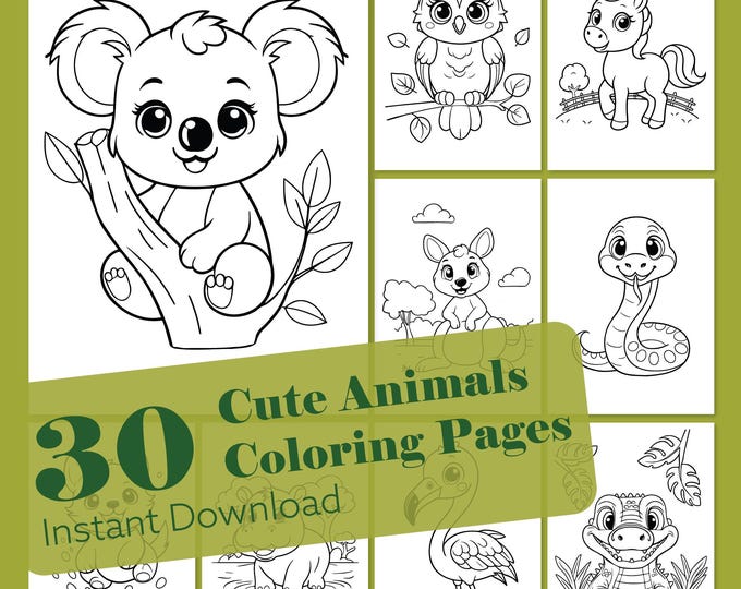 10 Coloring Pages for Children Wild Animals Editon - Etsy Canada