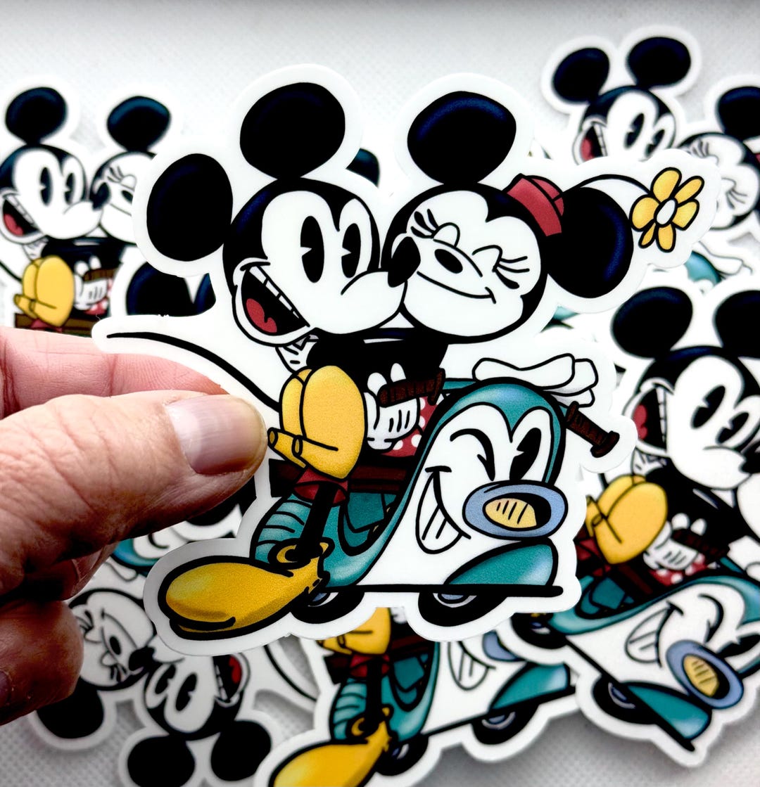 Mickey and Minnie Mouse Vespa Sticker, Waterproof Vinyl Decal - Etsy