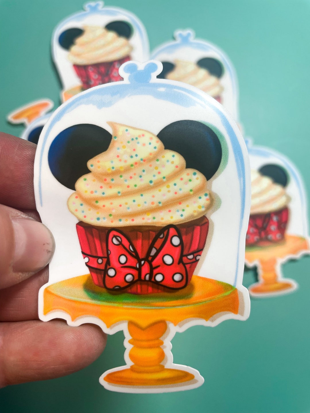 Cupcake Love Minnie Mouse Style Confectionery Sticker hand Drawn Art ...